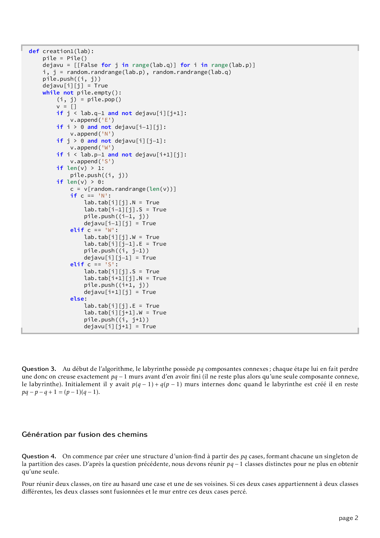 Labyrinthes - Corrigé - AlloSchool