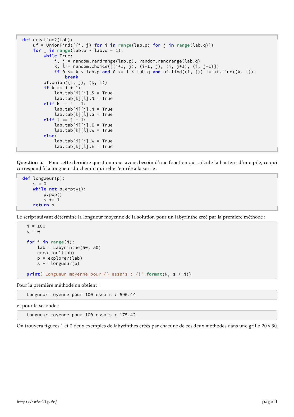 Labyrinthes - Corrigé - AlloSchool