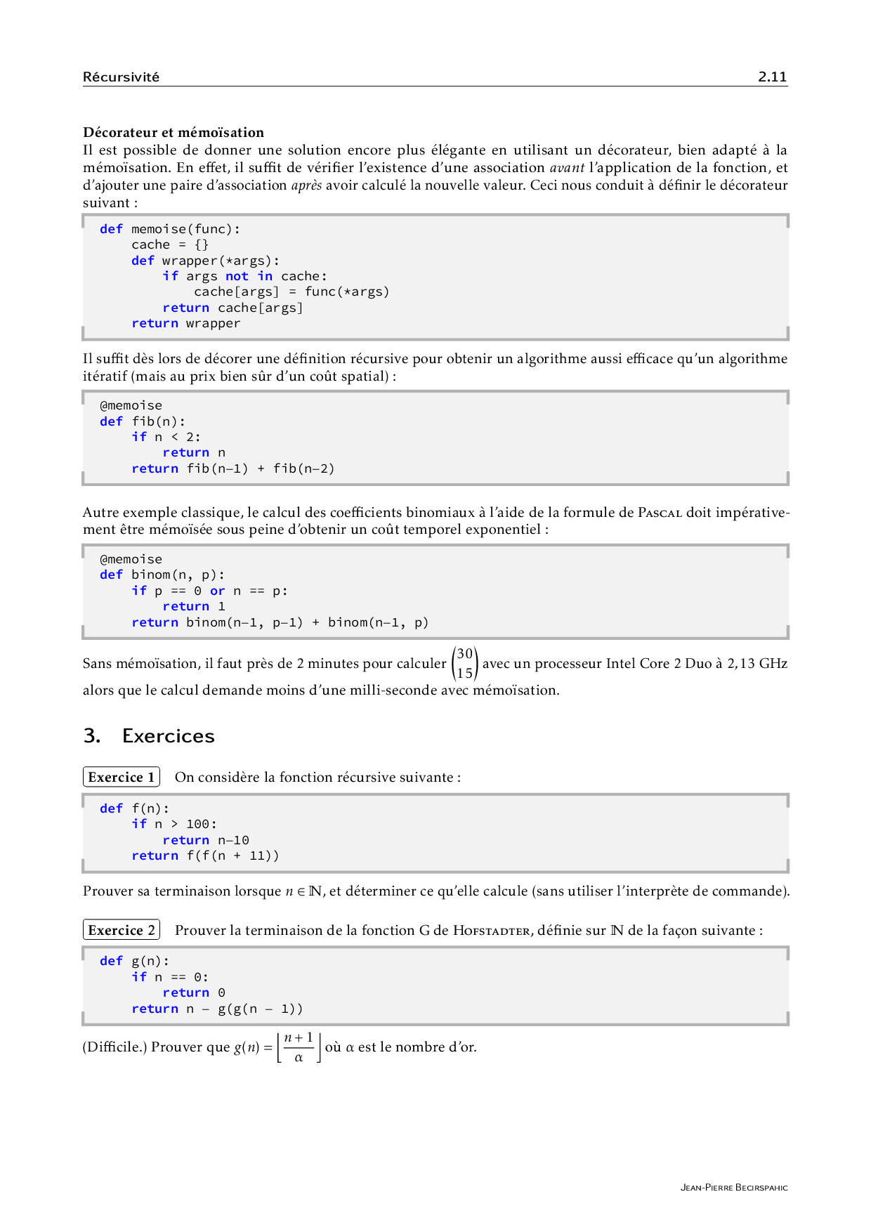 Programmation récursive - Cours et exercices - AlloSchool