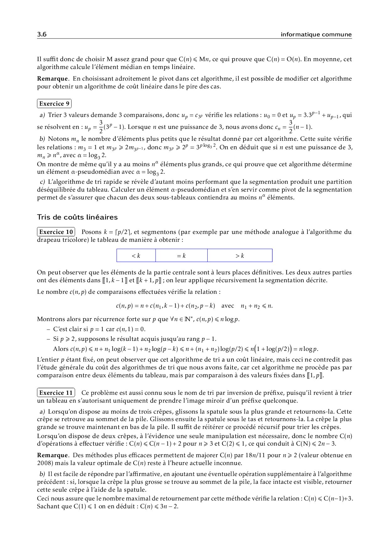 Algorithmes de tri - Corrigé des exercices - AlloSchool