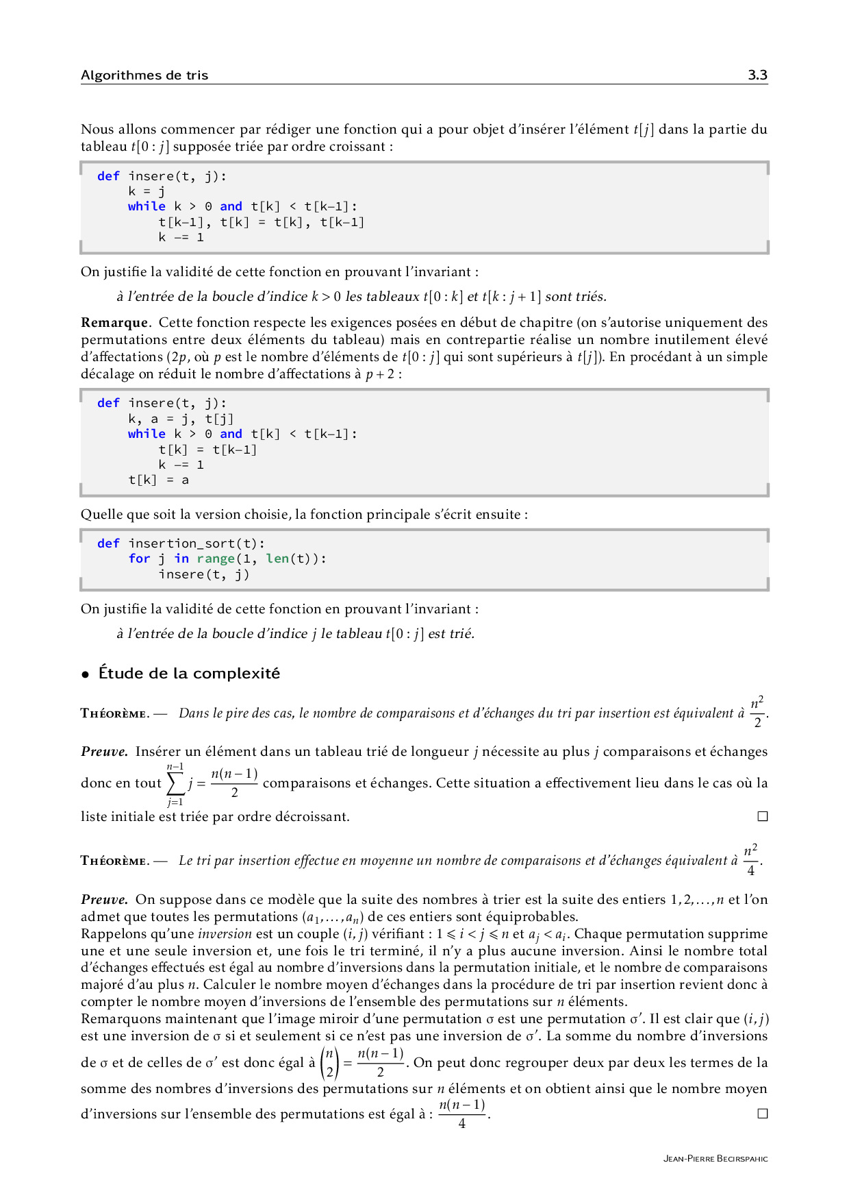 Algorithmes de tri - Cours et exercices - AlloSchool