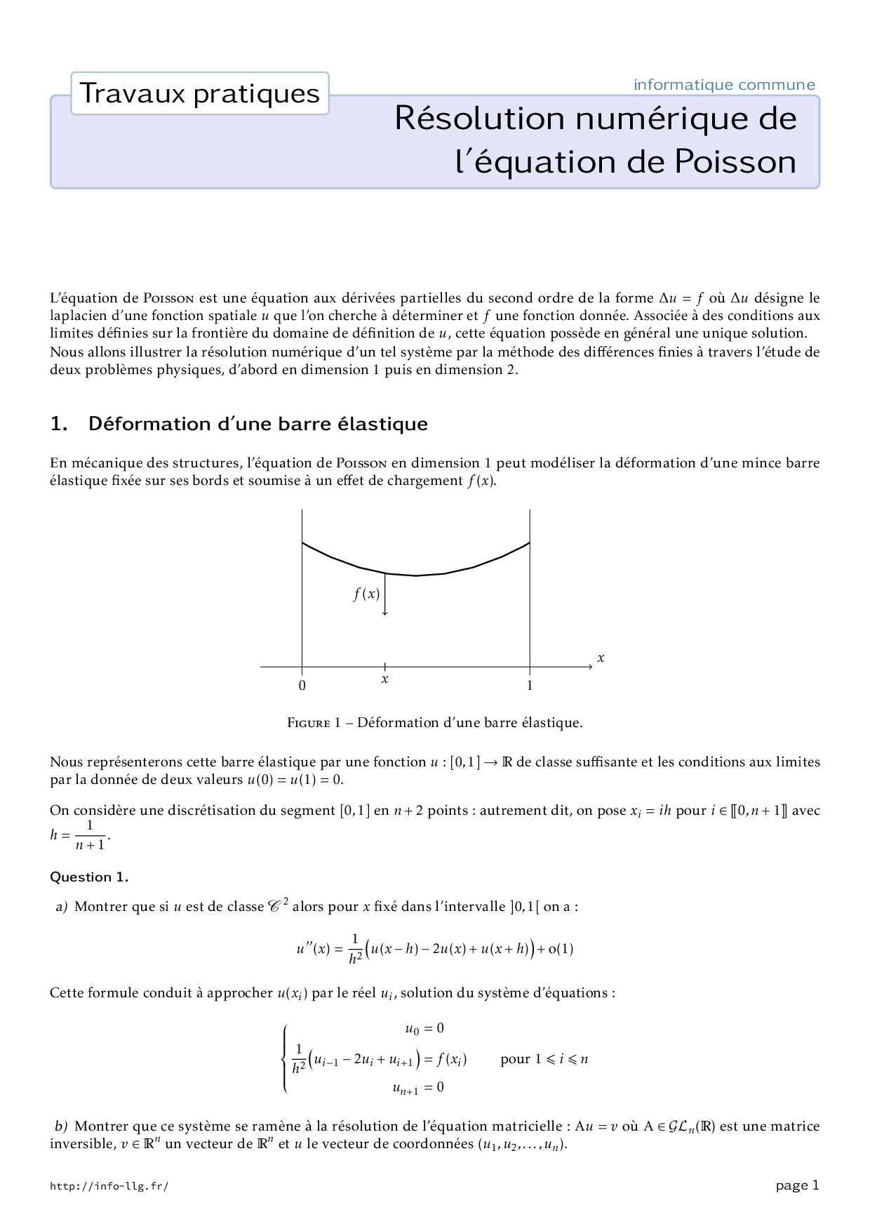 Équation de Poisson - Enoncé - AlloSchool