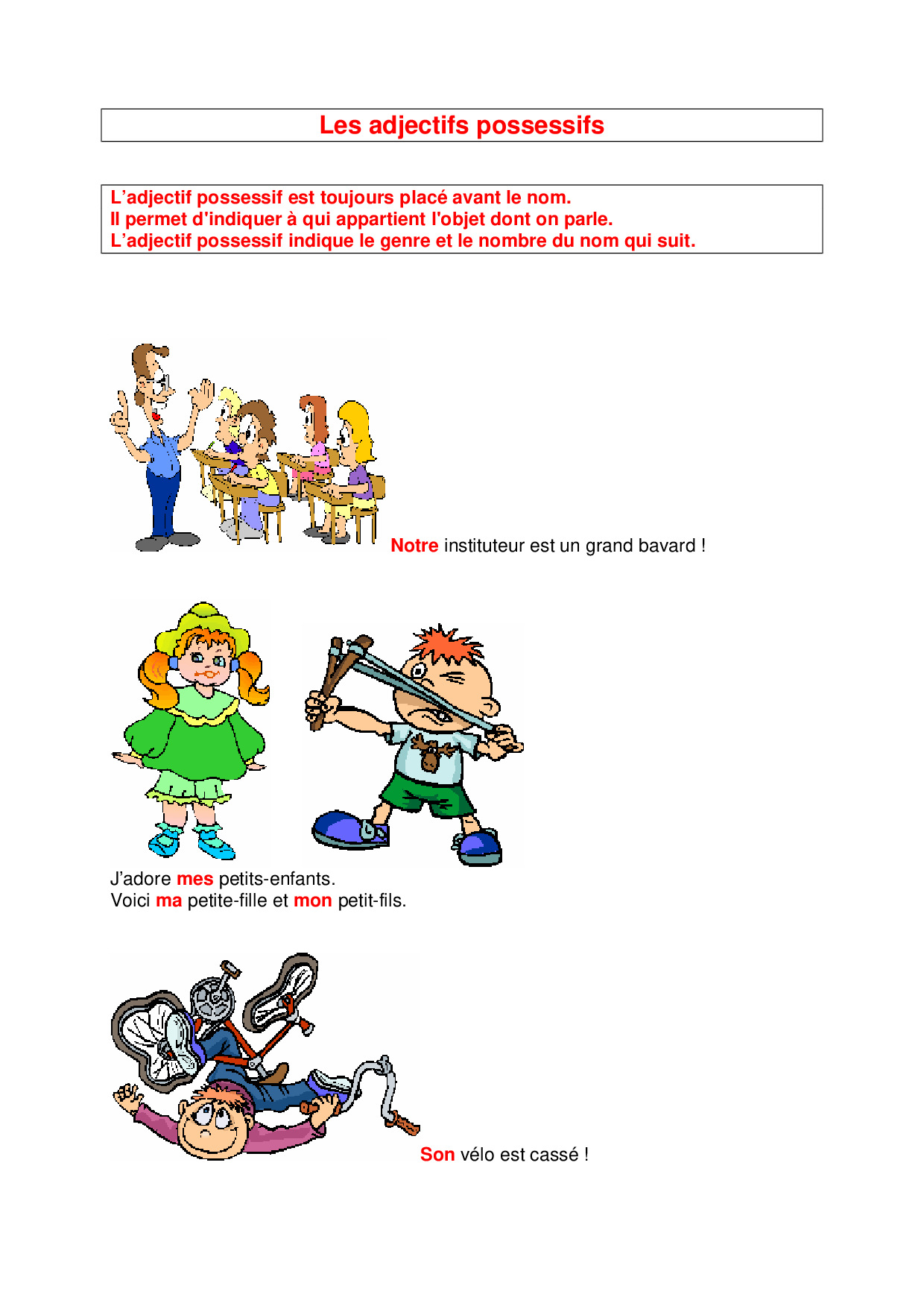 Les adjectifs possessifs - AlloSchool