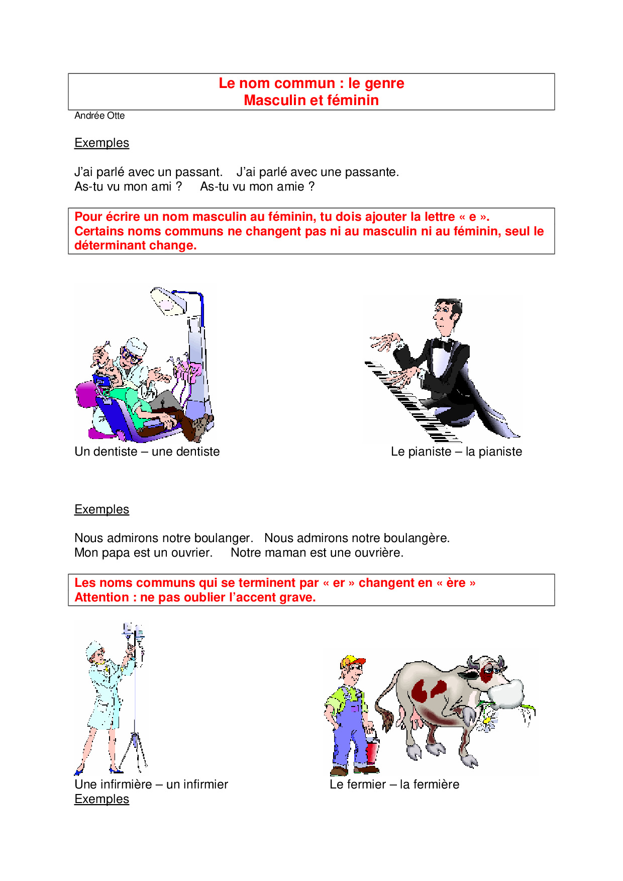 Le Nom Commun Le Genre masculin f minin AlloSchool