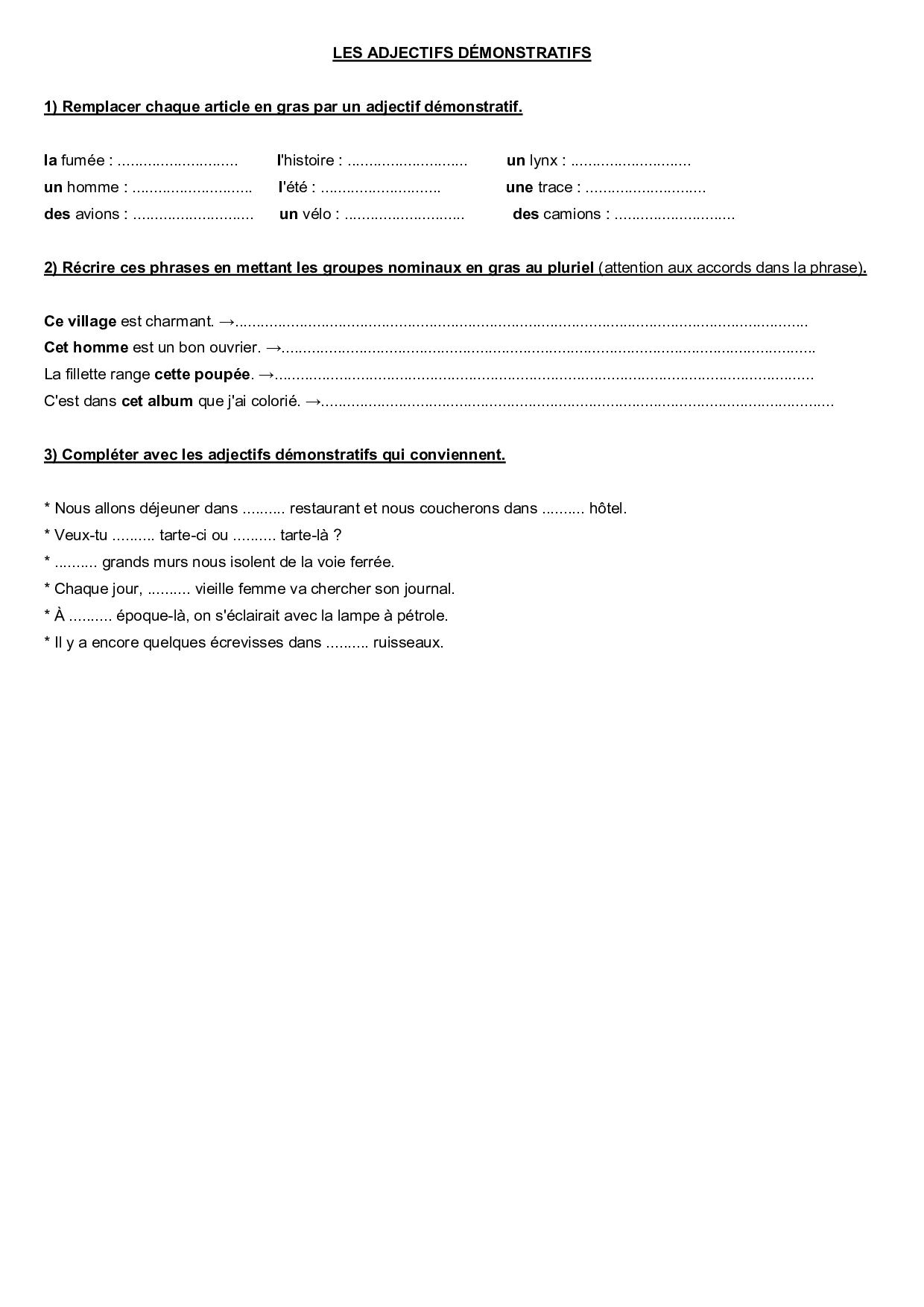 Les adjectifs démonstratifs - AlloSchool