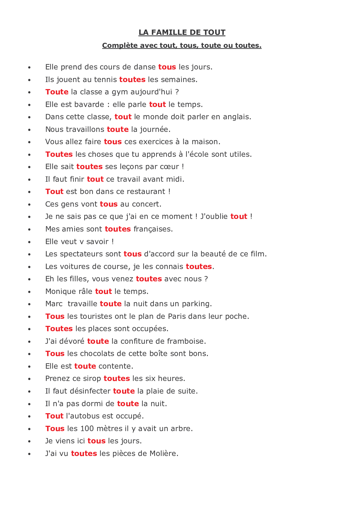 Tout - exercices 2 - AlloSchool