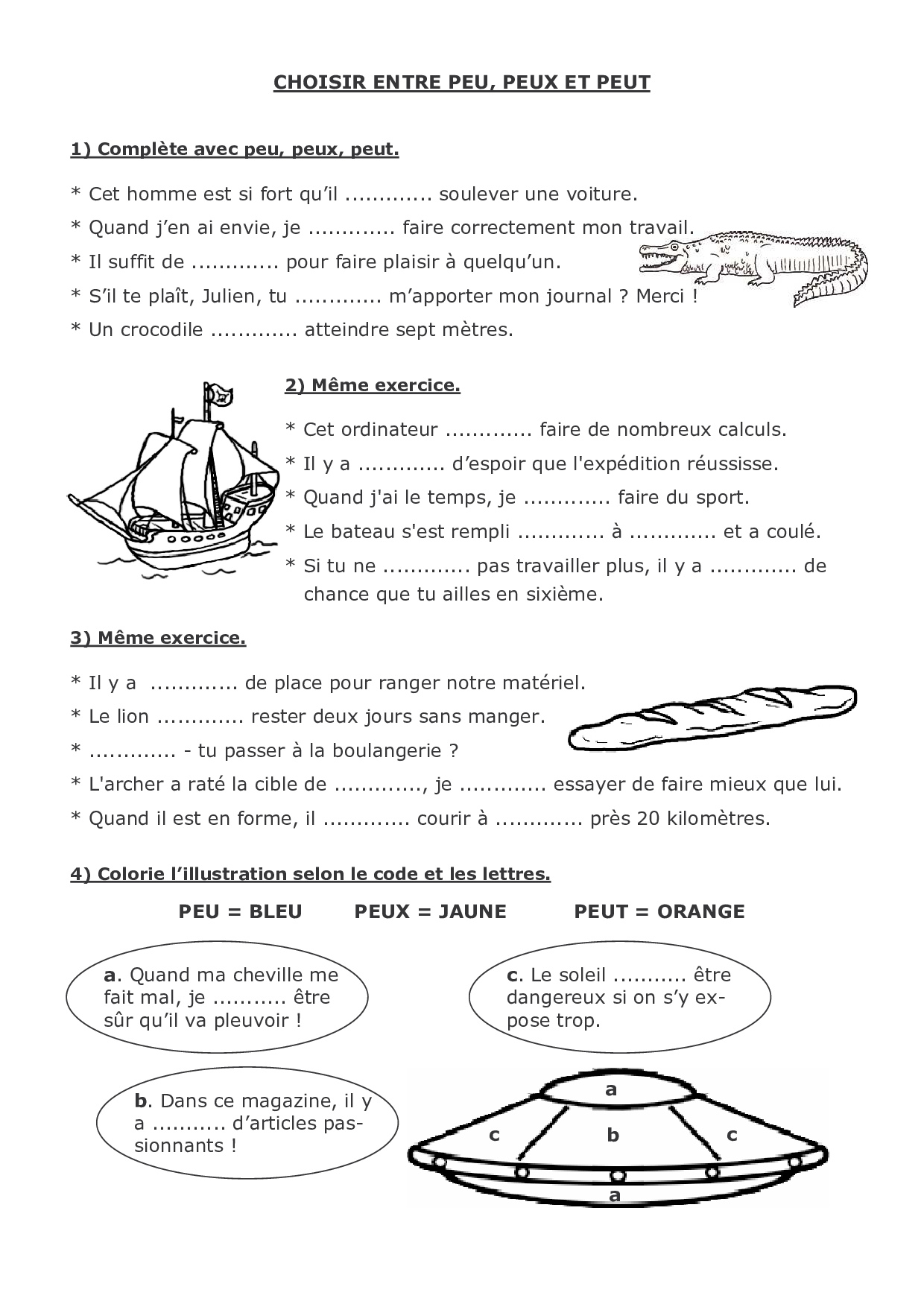 Peu , peux , peut - exercices - AlloSchool