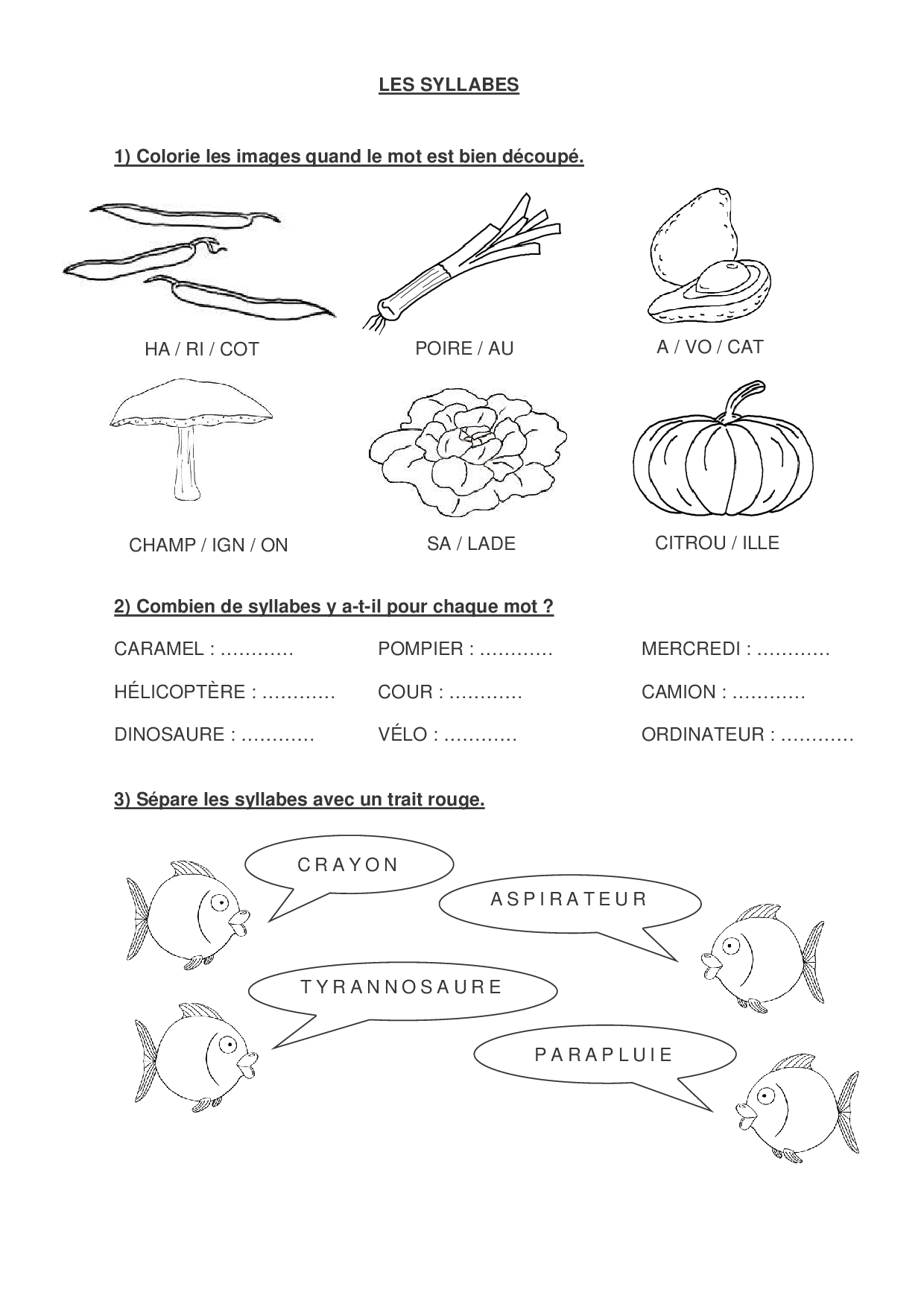 Les syllabes - exercices - AlloSchool