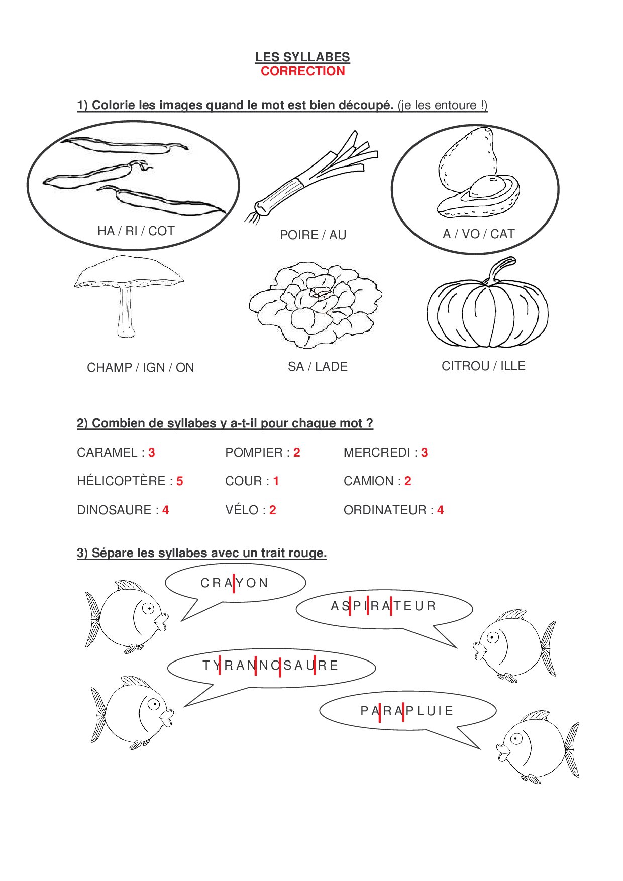 Les syllabes - exercices - AlloSchool