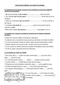 Participe présent ou adjectif verbale - exercices 2 - AlloSchool