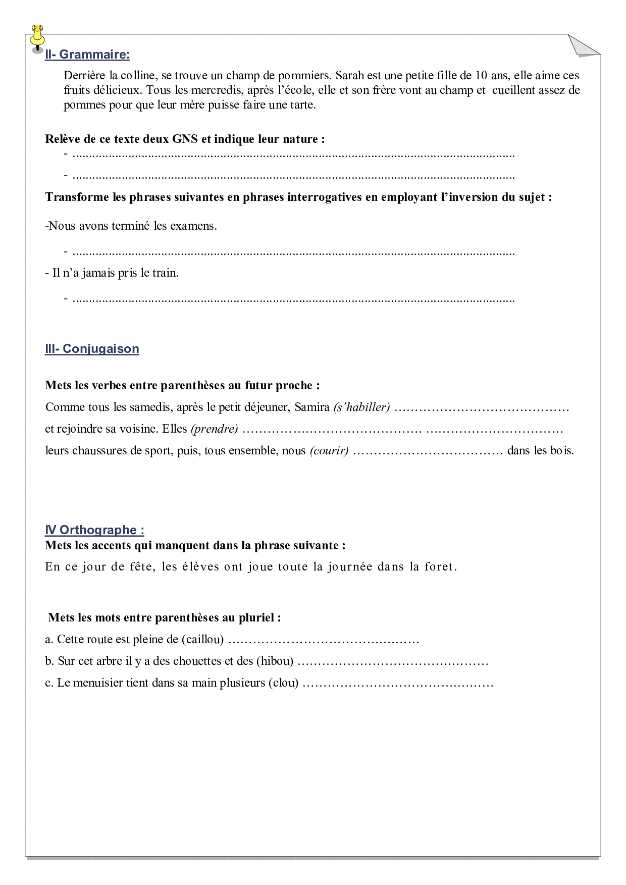 Devoir 1 Modèle 4 - Français 5ème Primaire Semestre 1 - AlloSchool