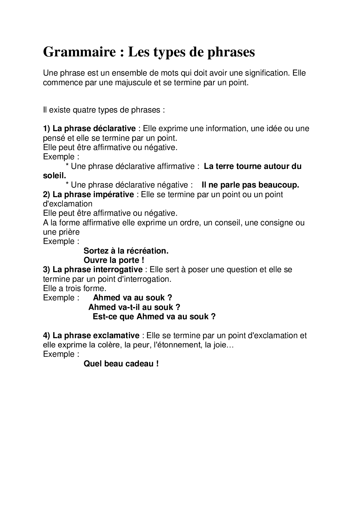 Les types de phrases - AlloSchool