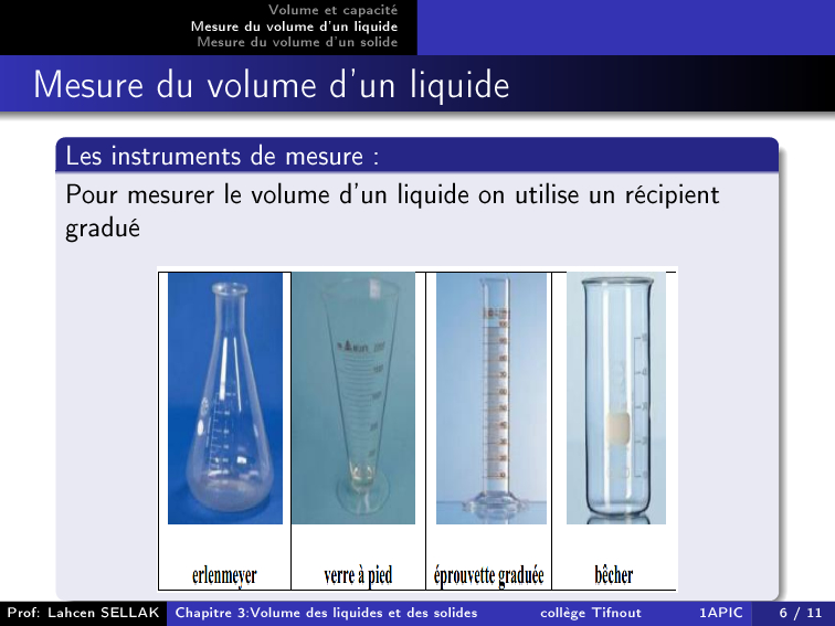 Mesure du volume des liquides et des solides - Cours 3 - AlloSchool