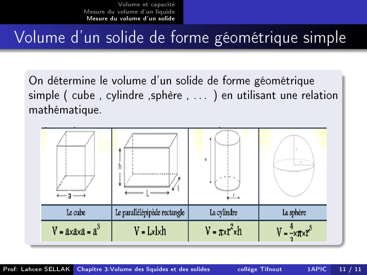 Mesure du volume des liquides et des solides - Cours 3 - AlloSchool