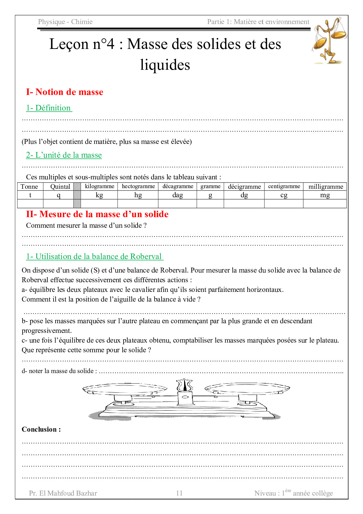 Mesure de la masse des solides et des liquides - Activités 1 - AlloSchool