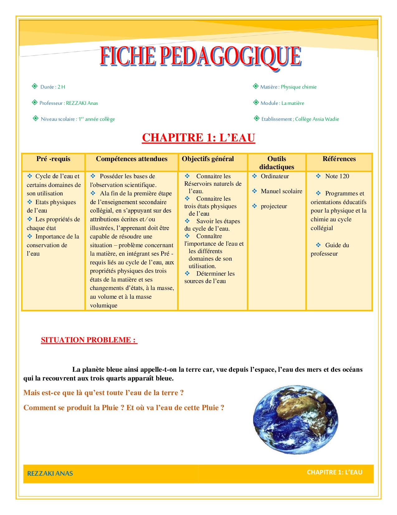 L'eau dans notre environnement - Fiche pédagogique - AlloSchool