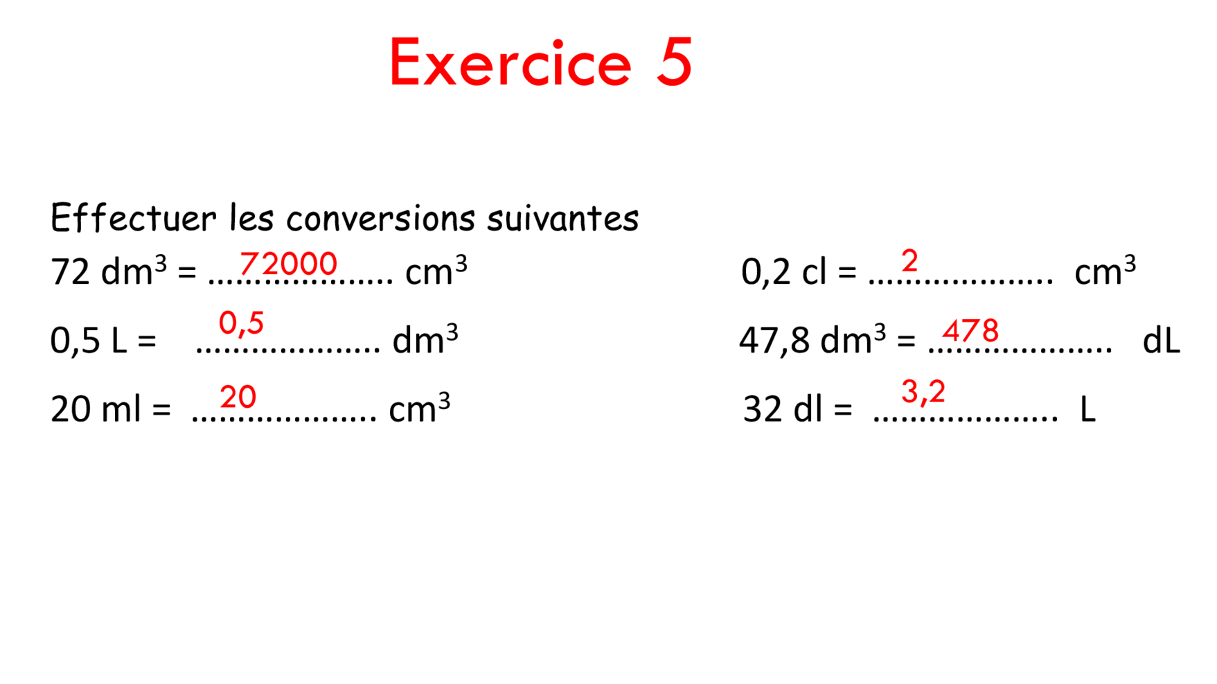 Mesure du volume des liquides et des solides - Corrigé série d ...
