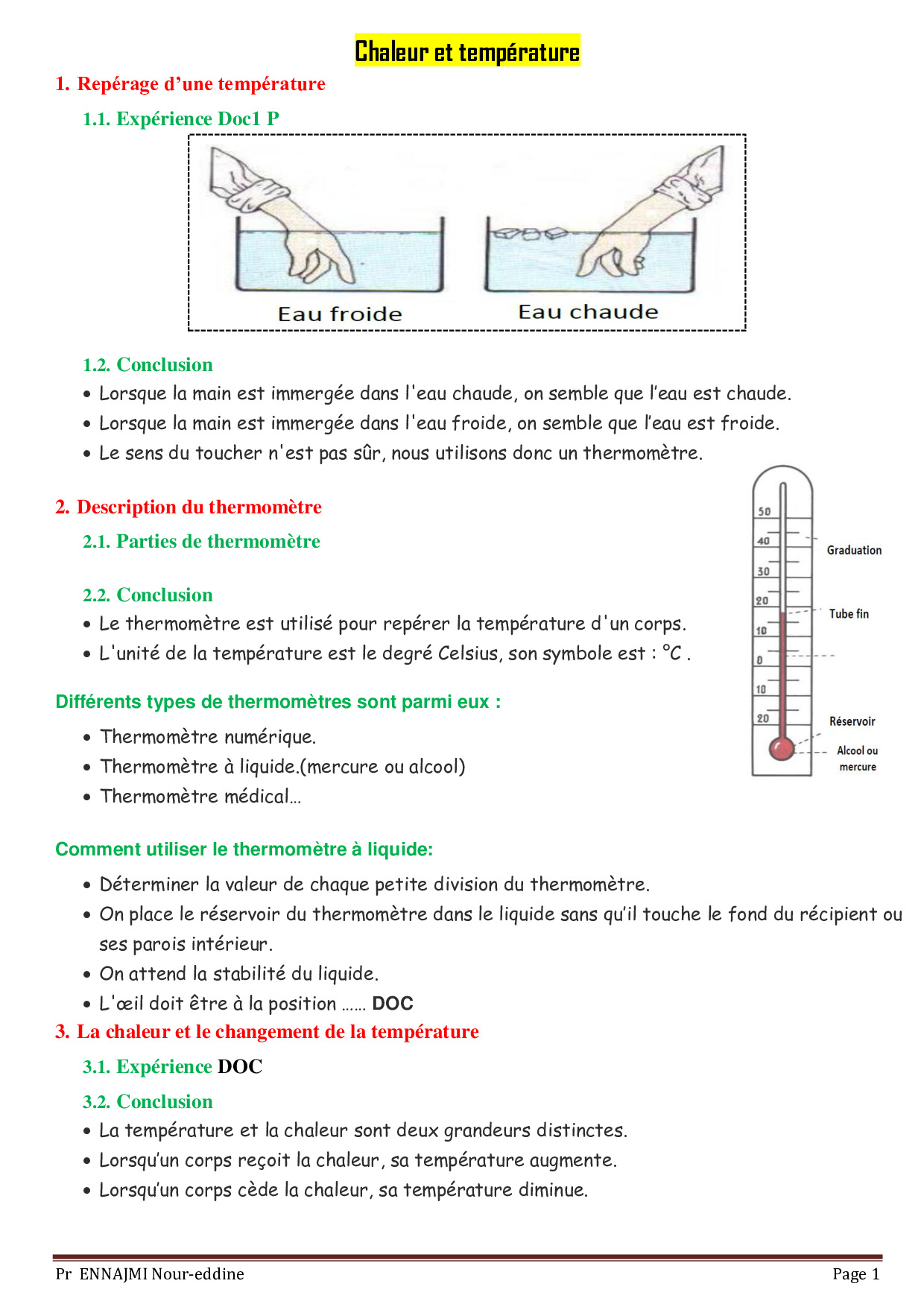 La chaleur et les changements d'état physique de la matière - Résumé de cours 1 - AlloSchool