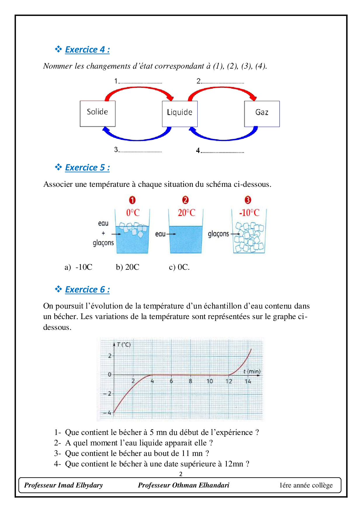 La chaleur et les changements d'état physique de la matière - Exercices non corrigés 7 - AlloSchool