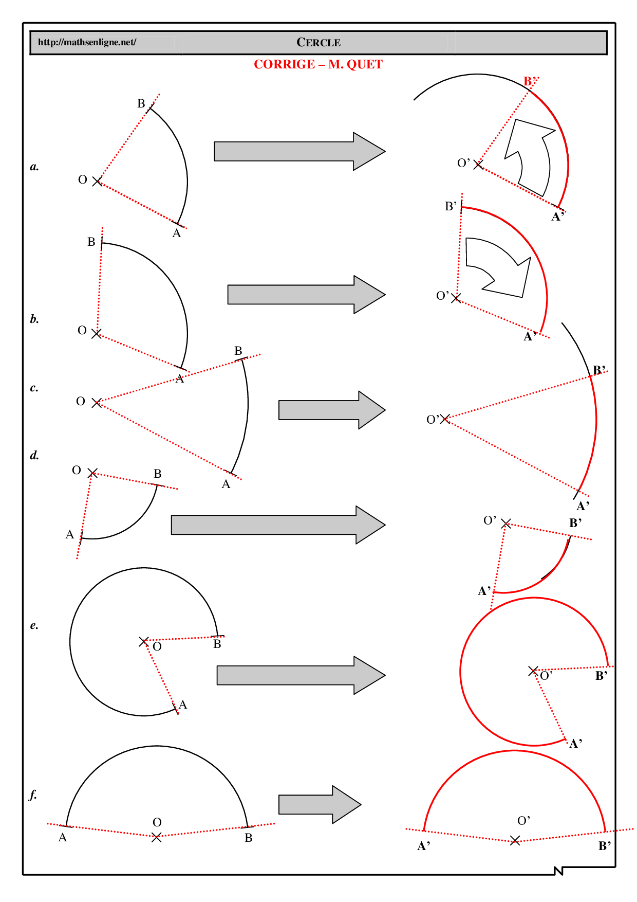 Arc de Cercle (Reproduction à partir d'un modèle) - Corrigé d'exercices ...