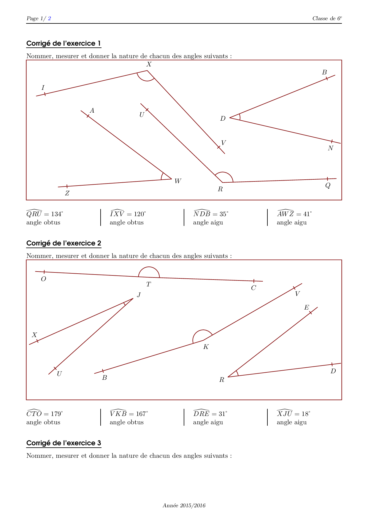 Mesure des angles - Corrigé série d'exercices 4 - AlloSchool