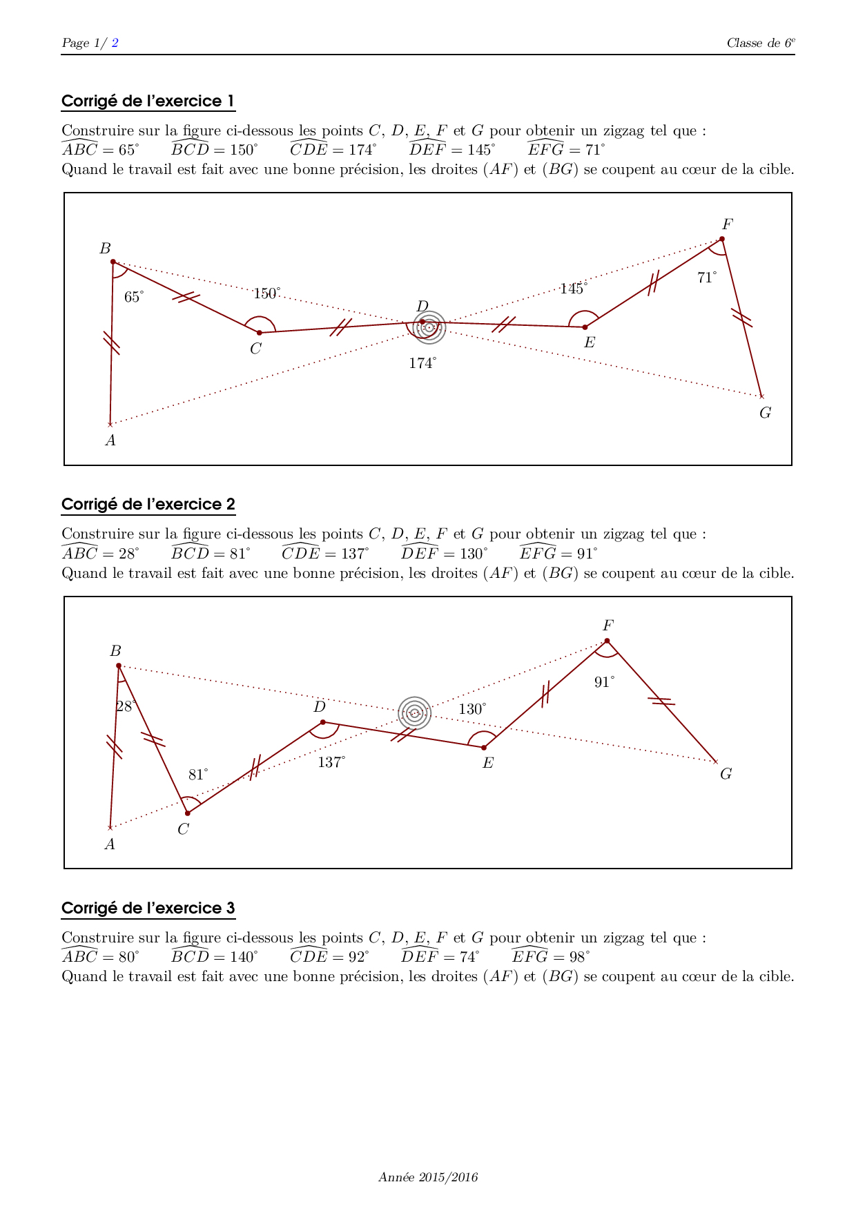 Construire des angles - Corrigé série d'exercices 3 - AlloSchool