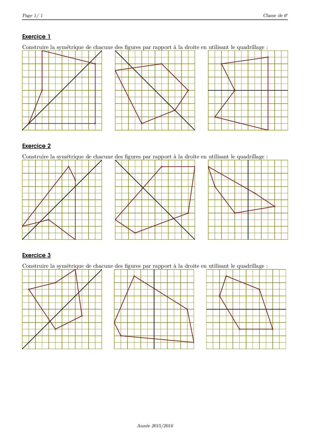 Symétrie et quadrillage - Série d'exercices 4 - AlloSchool