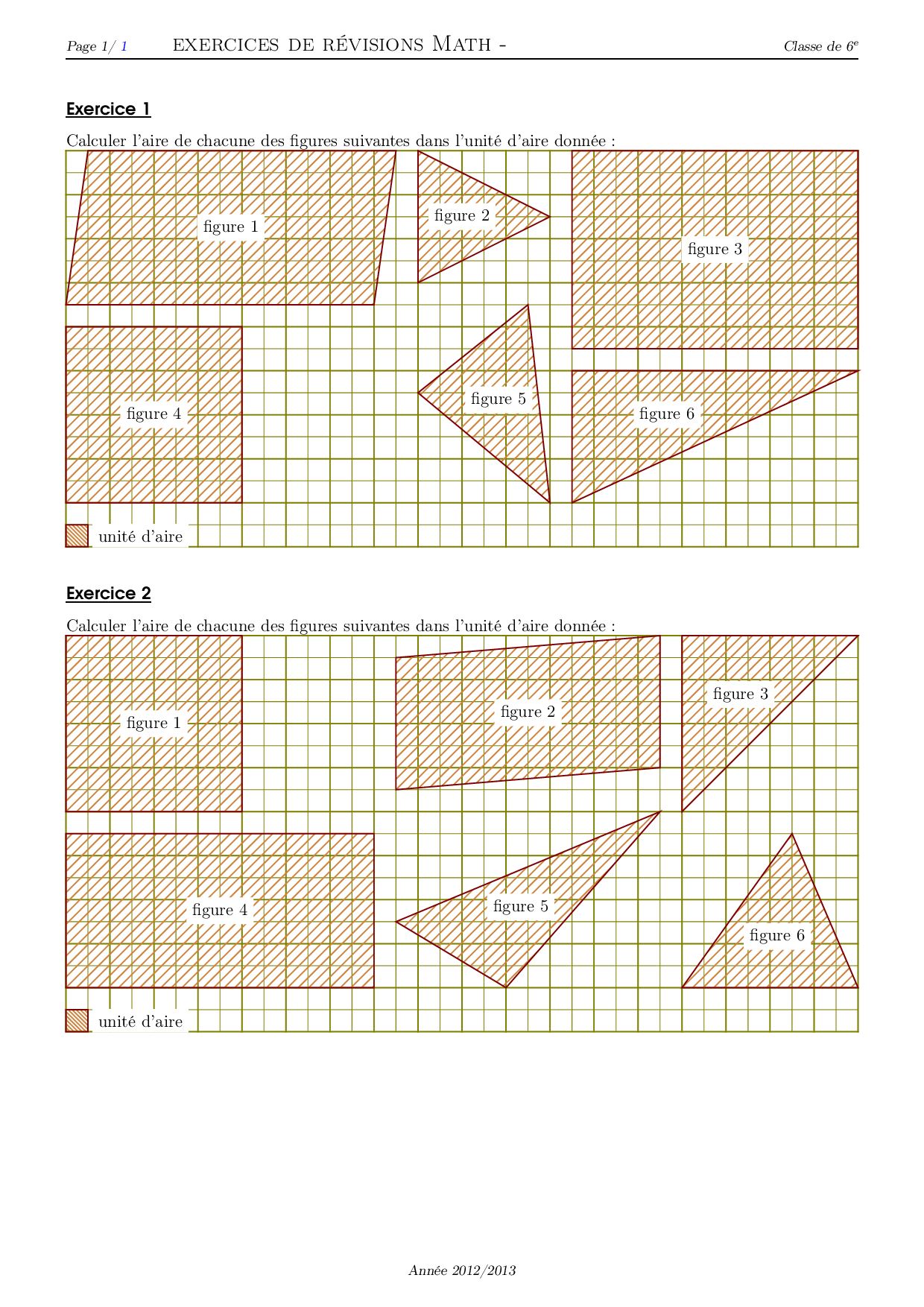Aire et quadrillage - Série d'exercices 1 - AlloSchool