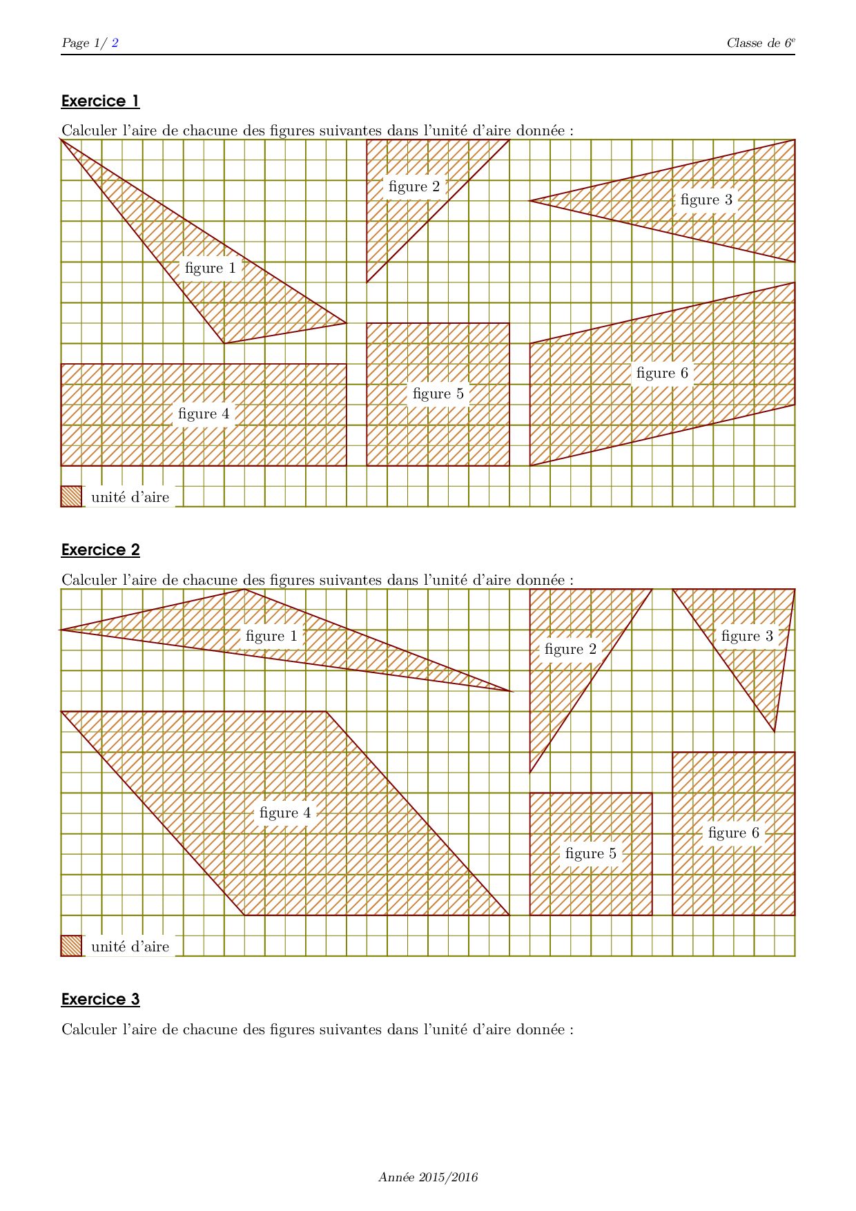 Aire et quadrillage - Série d'exercices 4 - AlloSchool