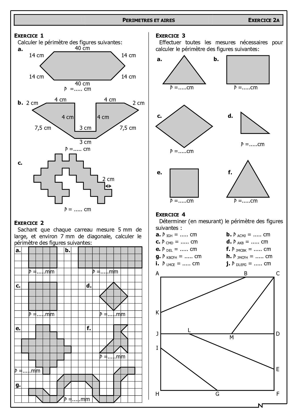 Calcul de périmètres - Exercices 1 - AlloSchool