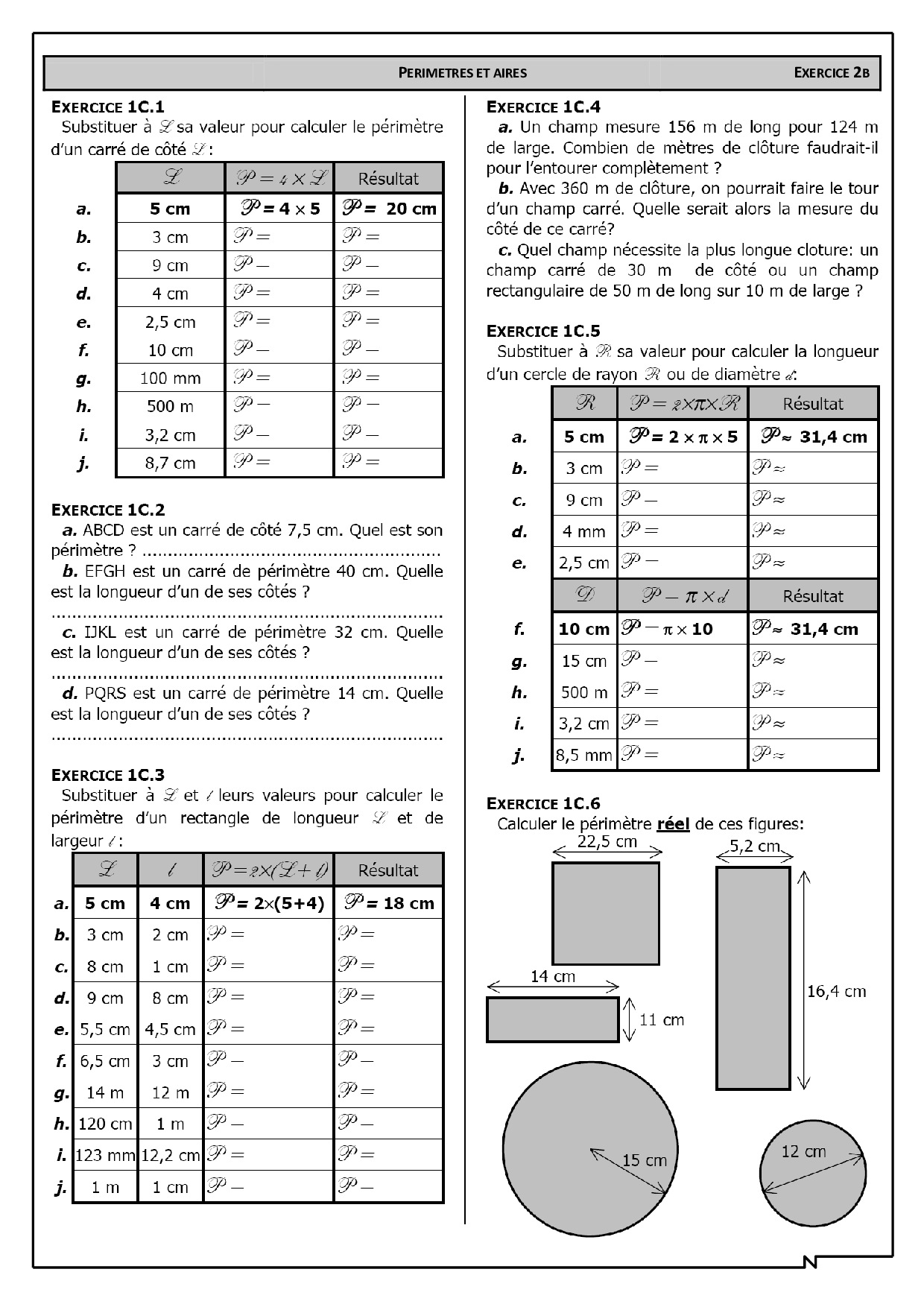 Calcul de périmètres - Exercices 2 - AlloSchool
