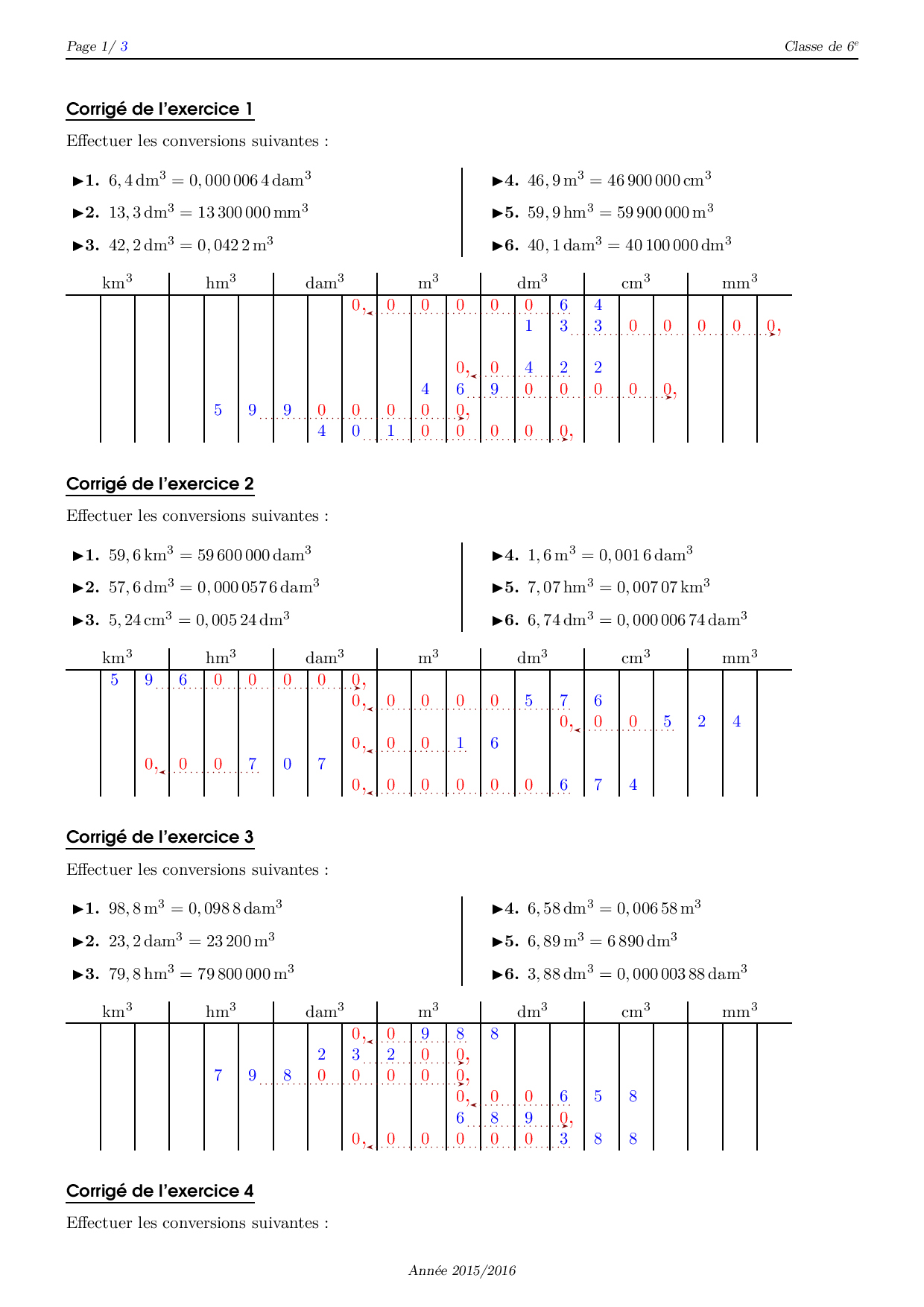 Conversion d'unités de volume - Corrigé série d'exercices 3 - AlloSchool