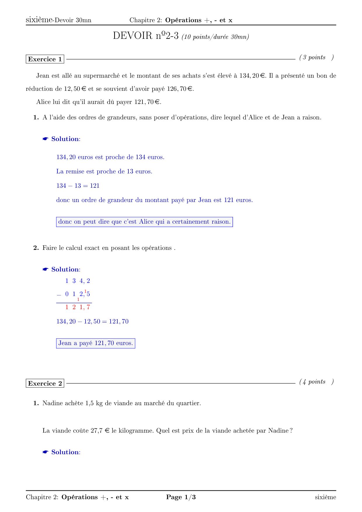 Corrigé devoir 6 - AlloSchool