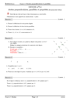 Devoir 15 - Droites perpendiculaires et parallèles et propriétés ...