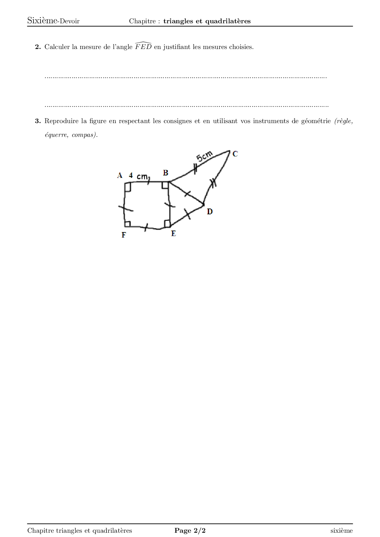 Devoir 7 - Triangles et quadrilatères - AlloSchool