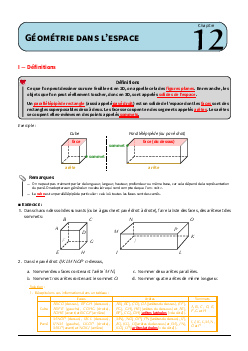 Géométrie dans l’espace - Cours - AlloSchool