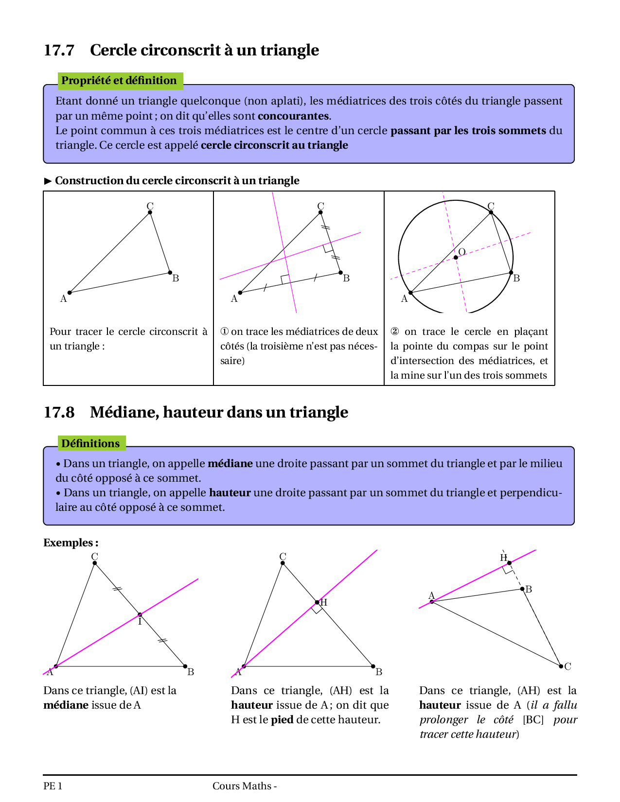 Géométrie du triangle - Cours - AlloSchool