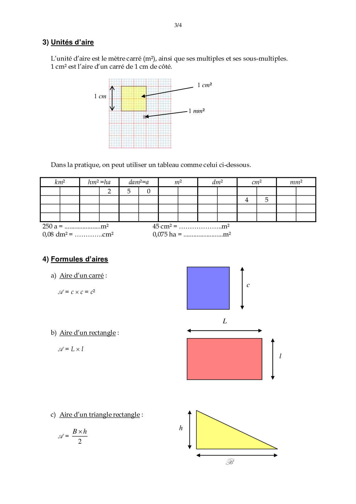 Aires et périmètres - Cours - AlloSchool