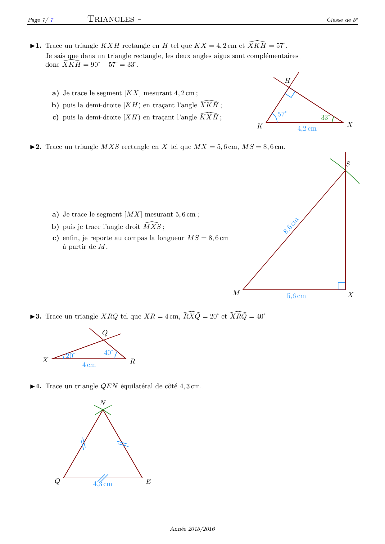 Construction de triangles - Corrigé série d'exercices 3 - AlloSchool
