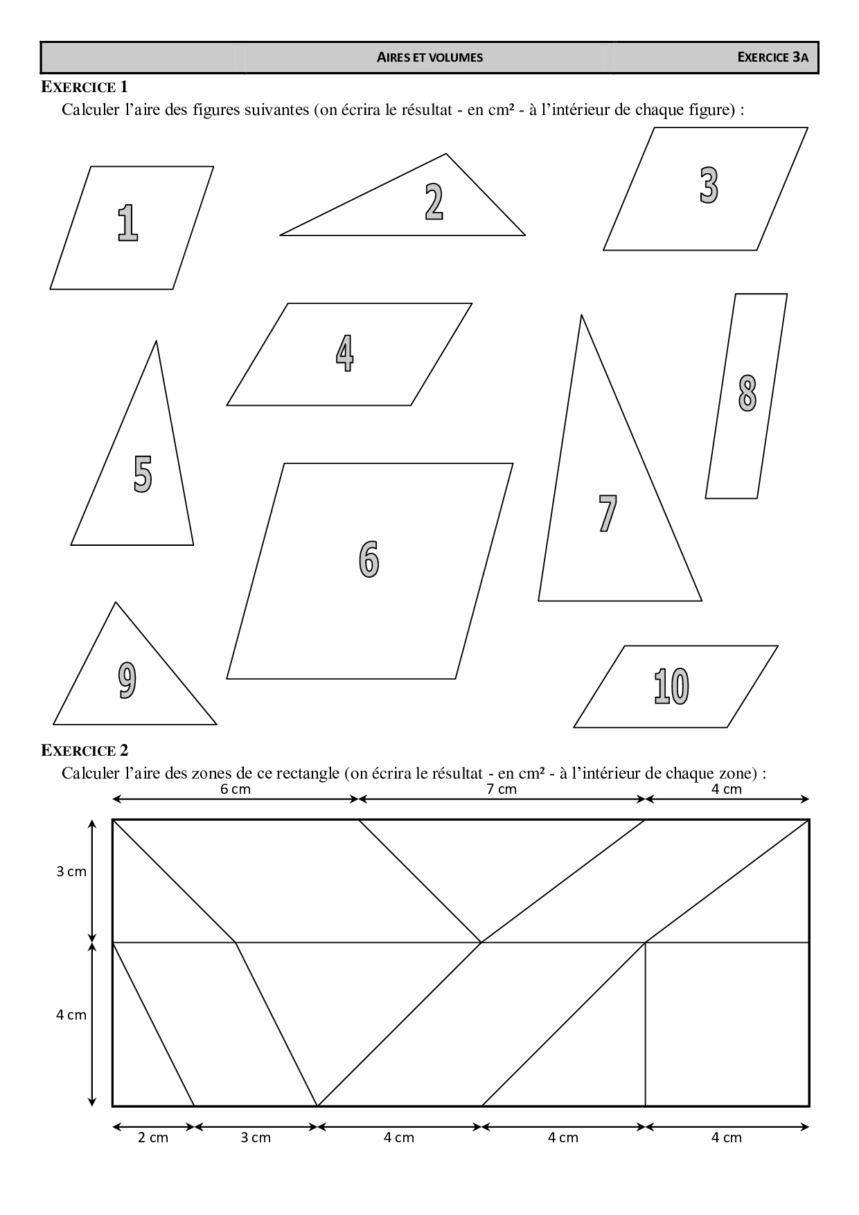 Aires en vrac - Exercices - AlloSchool