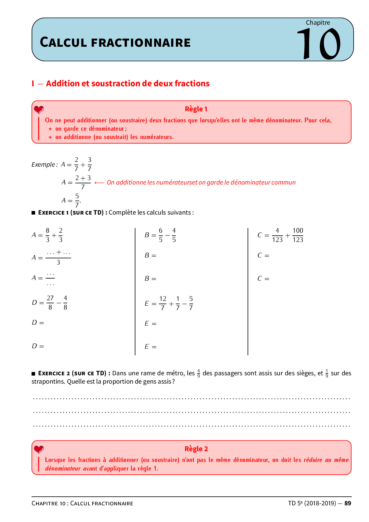 Calcul fractionnaire - Résumé de cours et Travaux dirigés - AlloSchool