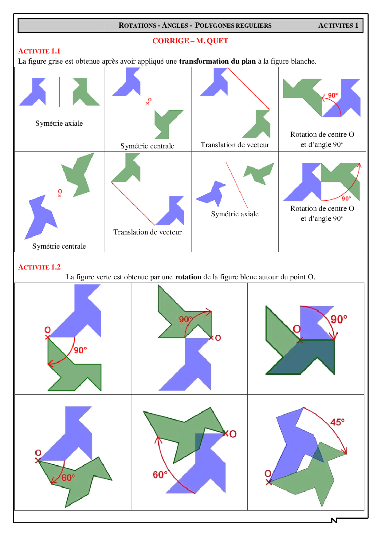 Découverte De La Rotation Corrigés Dexercices Alloschool