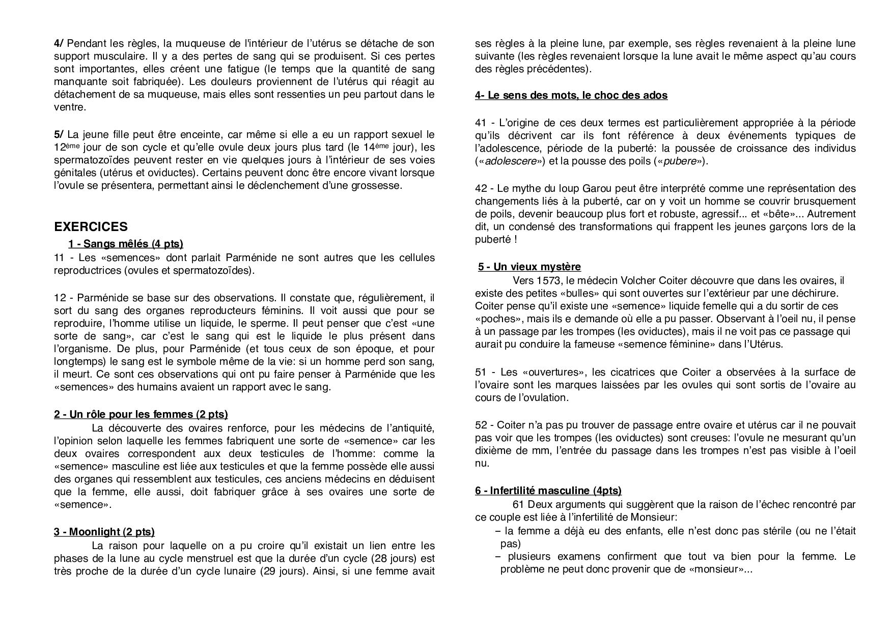 La Reproduction Humaine Corrigés Dexercices Alloschool