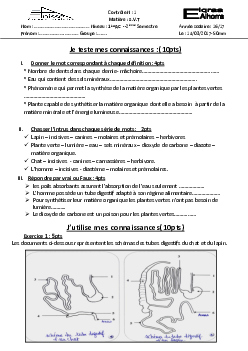 Devoir 1 Modèle 3 - SVT 1AC Semestre 2 - AlloSchool