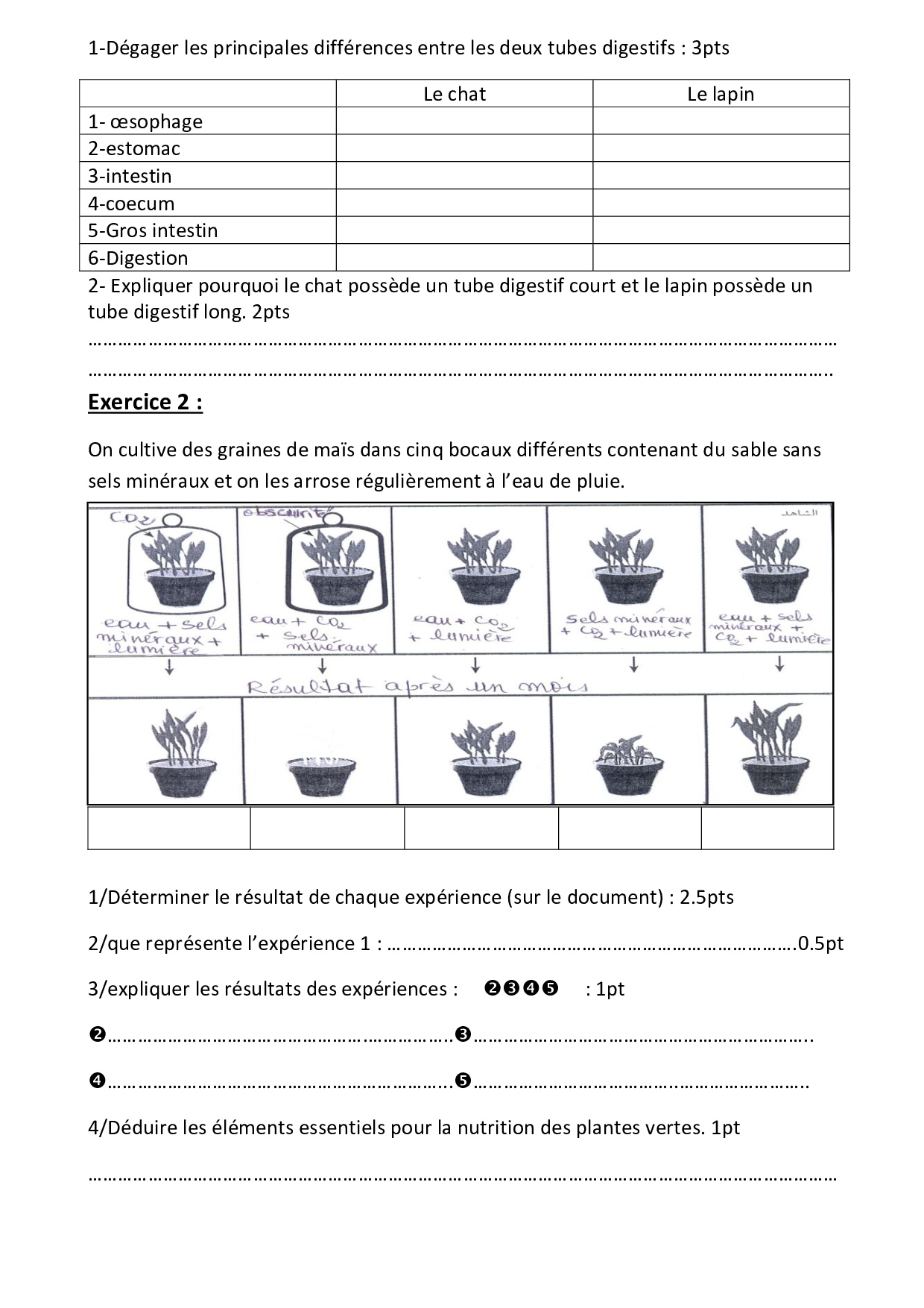 Devoir 1 Modèle 3 - SVT 1AC Semestre 2 - AlloSchool