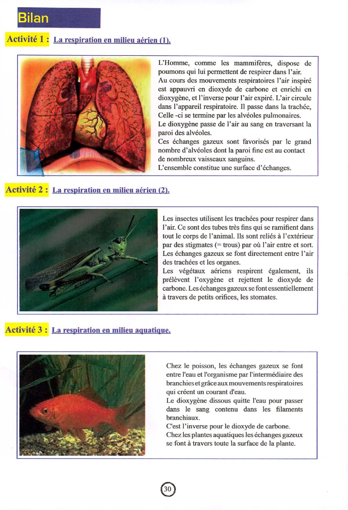 La respiration et milieux de vie des êtres vivants - Cours 1 - AlloSchool
