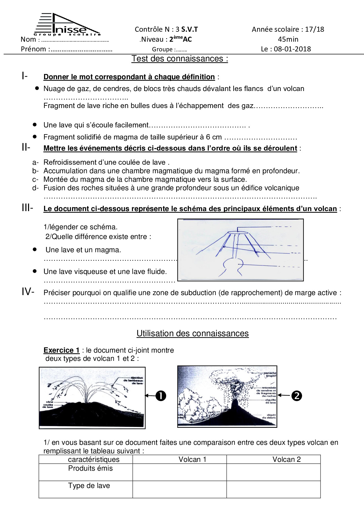 Devoir 3 Modèle 2 - SVT 2AC Semestre 1 - AlloSchool