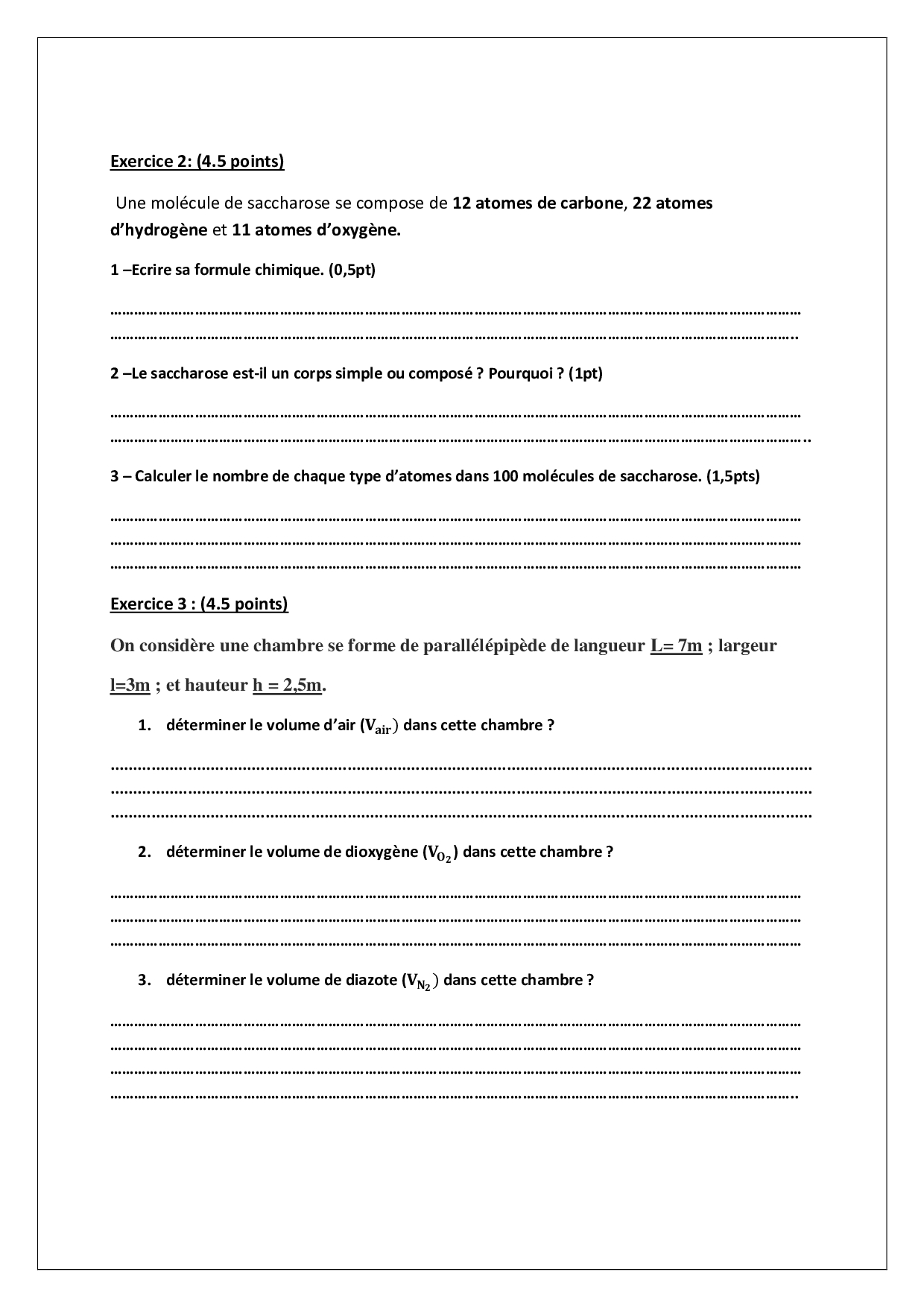 Devoir 2 Modèle 1 - Physique Chimie 2AC Semestre 1 - AlloSchool