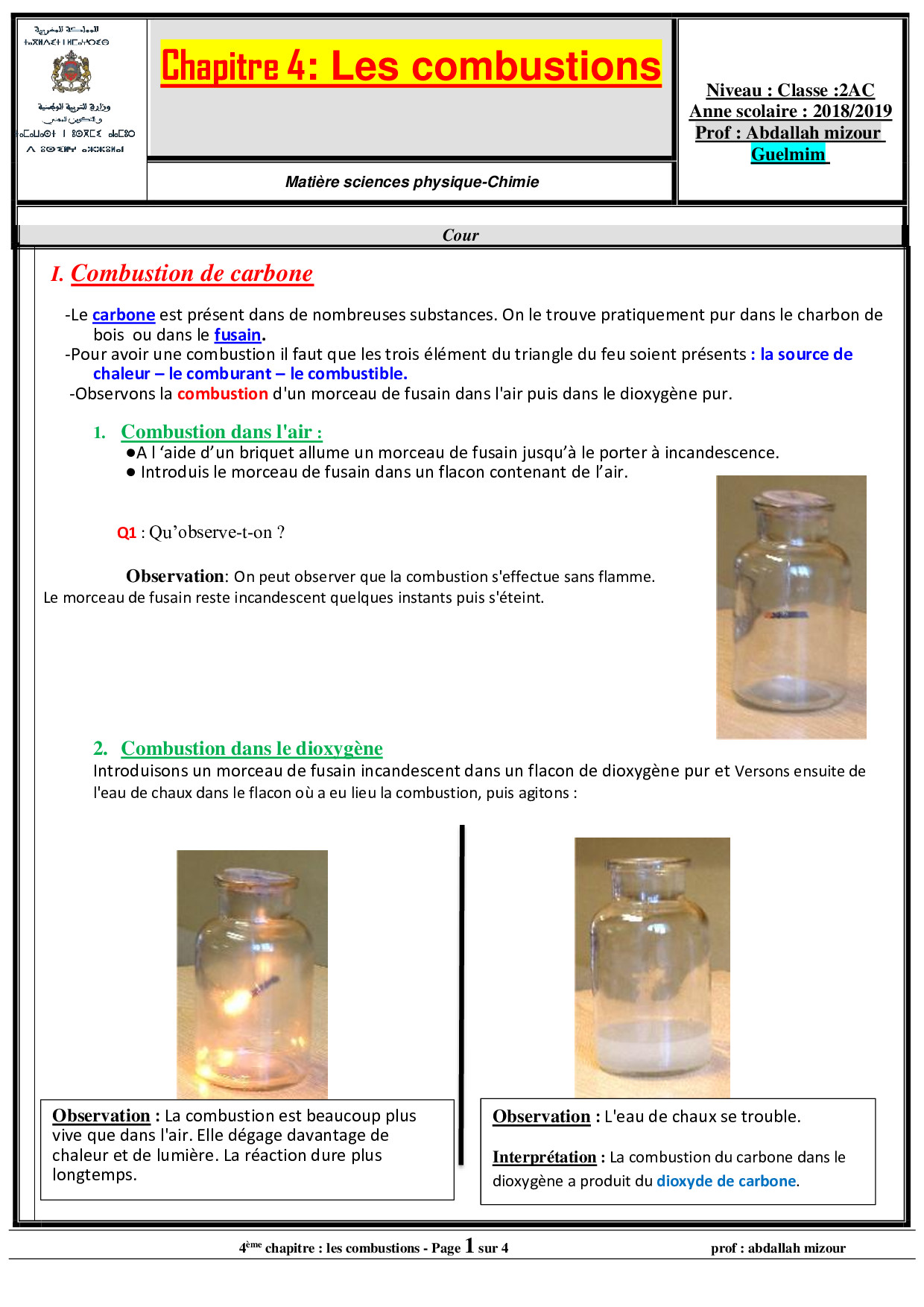 Les combustions - Cours 4 - AlloSchool