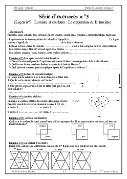 Lumière et couleurs - Dispersion de la lumière - Exercices non corrigés ...